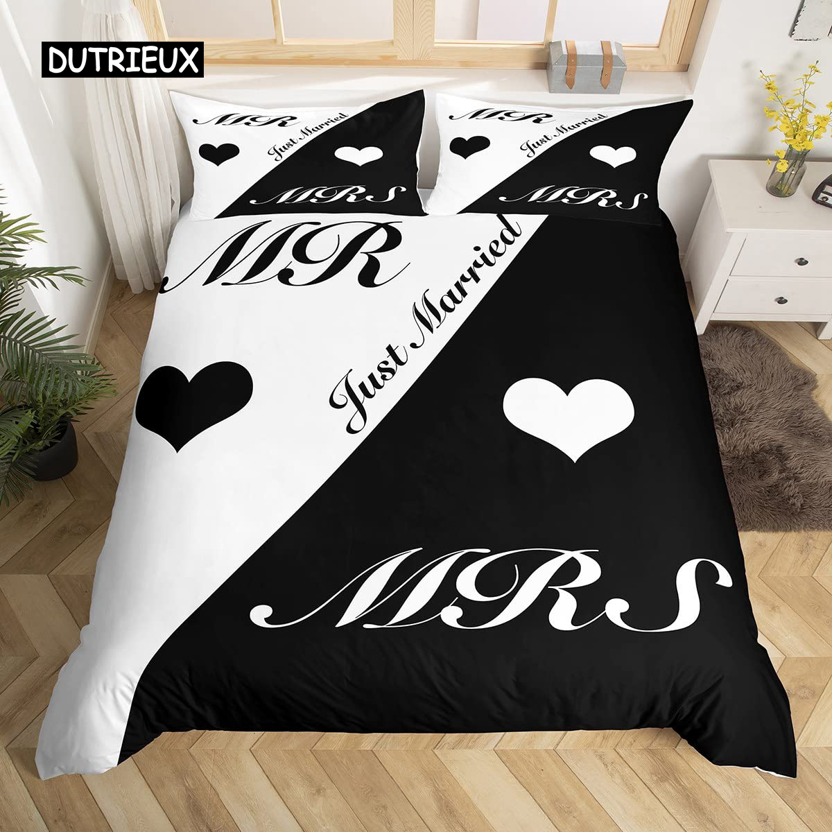 Black and White Duvet Cover Set King and Bedding Set for Couple tic ...