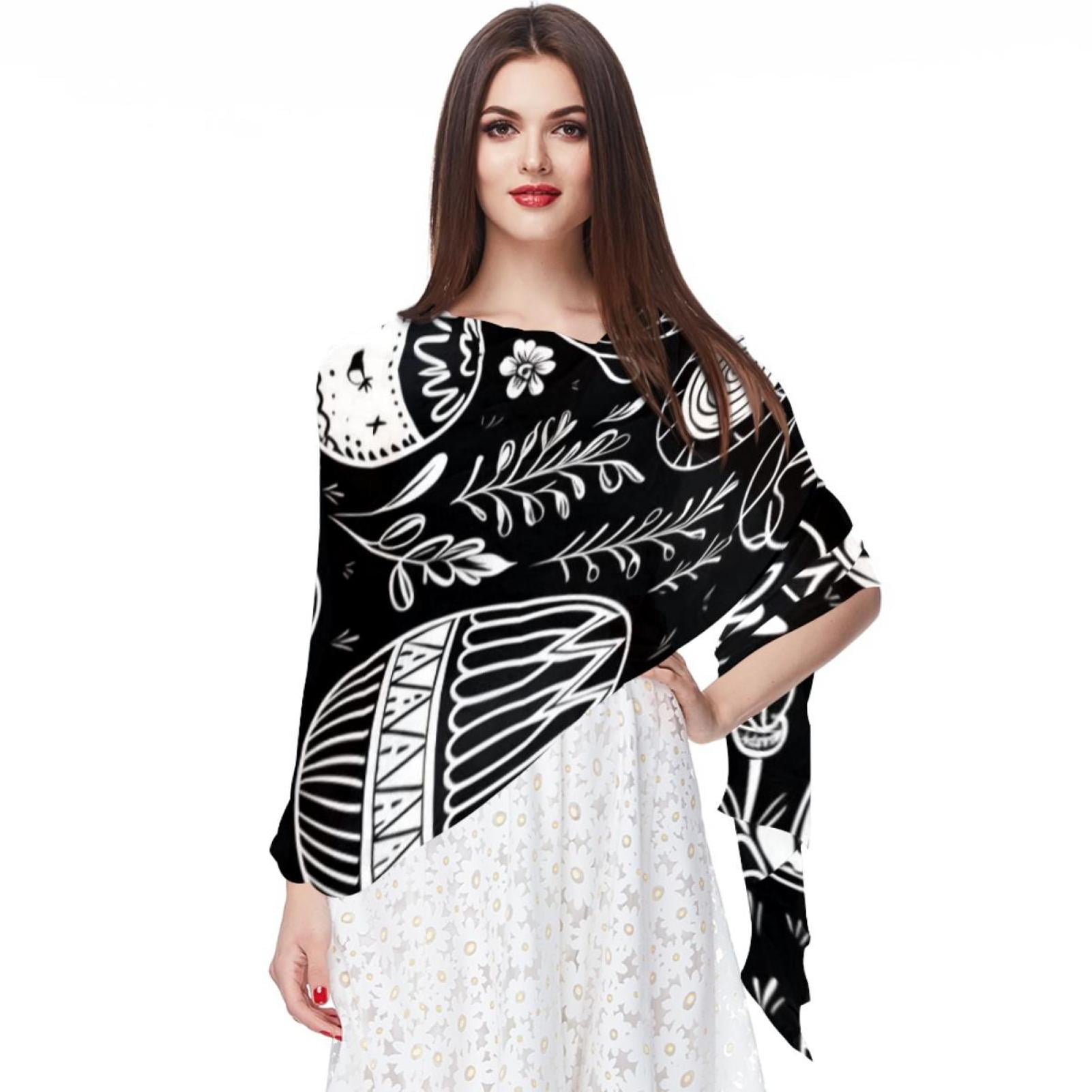 Black and White Easter Beautiful Translucent Chiffon Yarn Hair Scarf ...