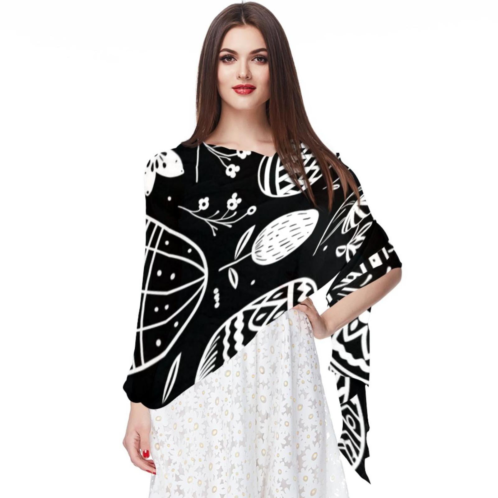 Black and White Easter Elegant Translucent Chiffon Silk Scarf ...
