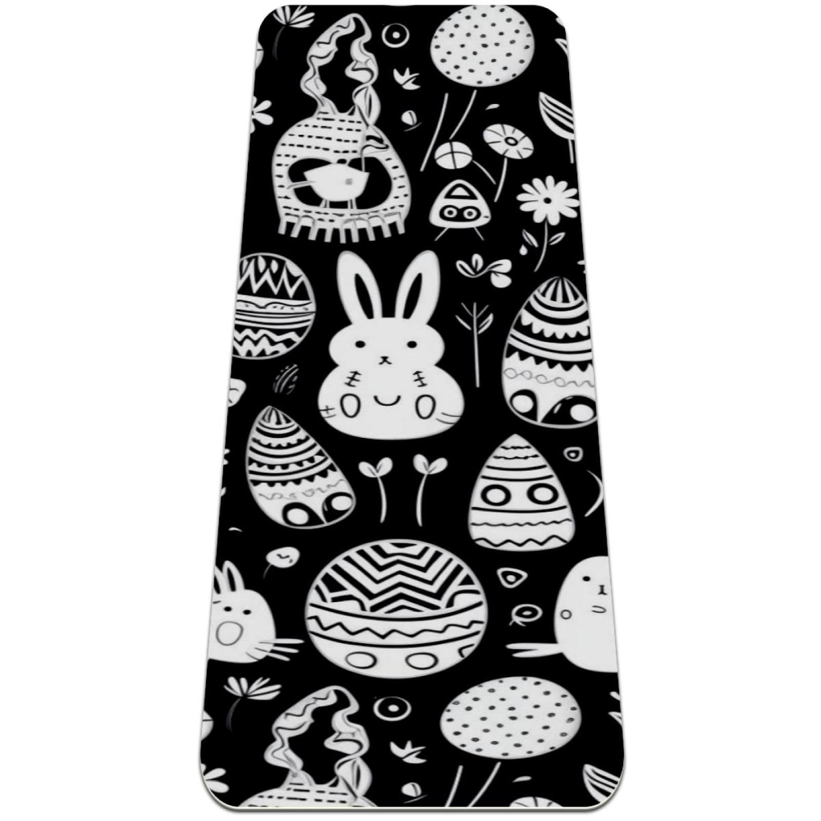 Black and White Easter Tpe Exercise Mat: Yoga Mat with Surface for Home ...