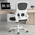 Black and White Ergonomic Mesh Office Chair with Flip Armrests & Lumbar ...