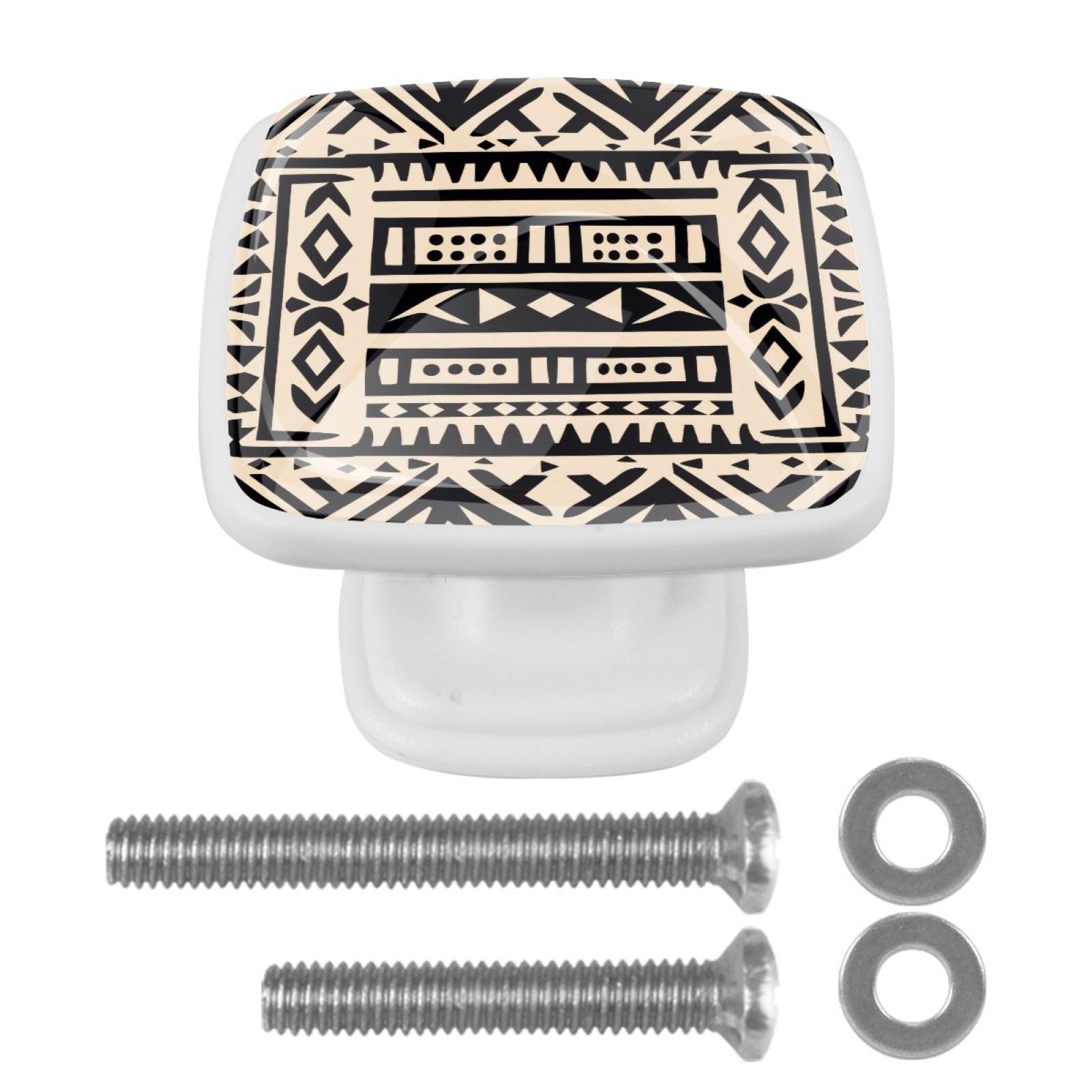 Black and White Ethnic Geometry Cabinets Door and Drawers Knobs Pulls,Furniture Handles Hardware ...