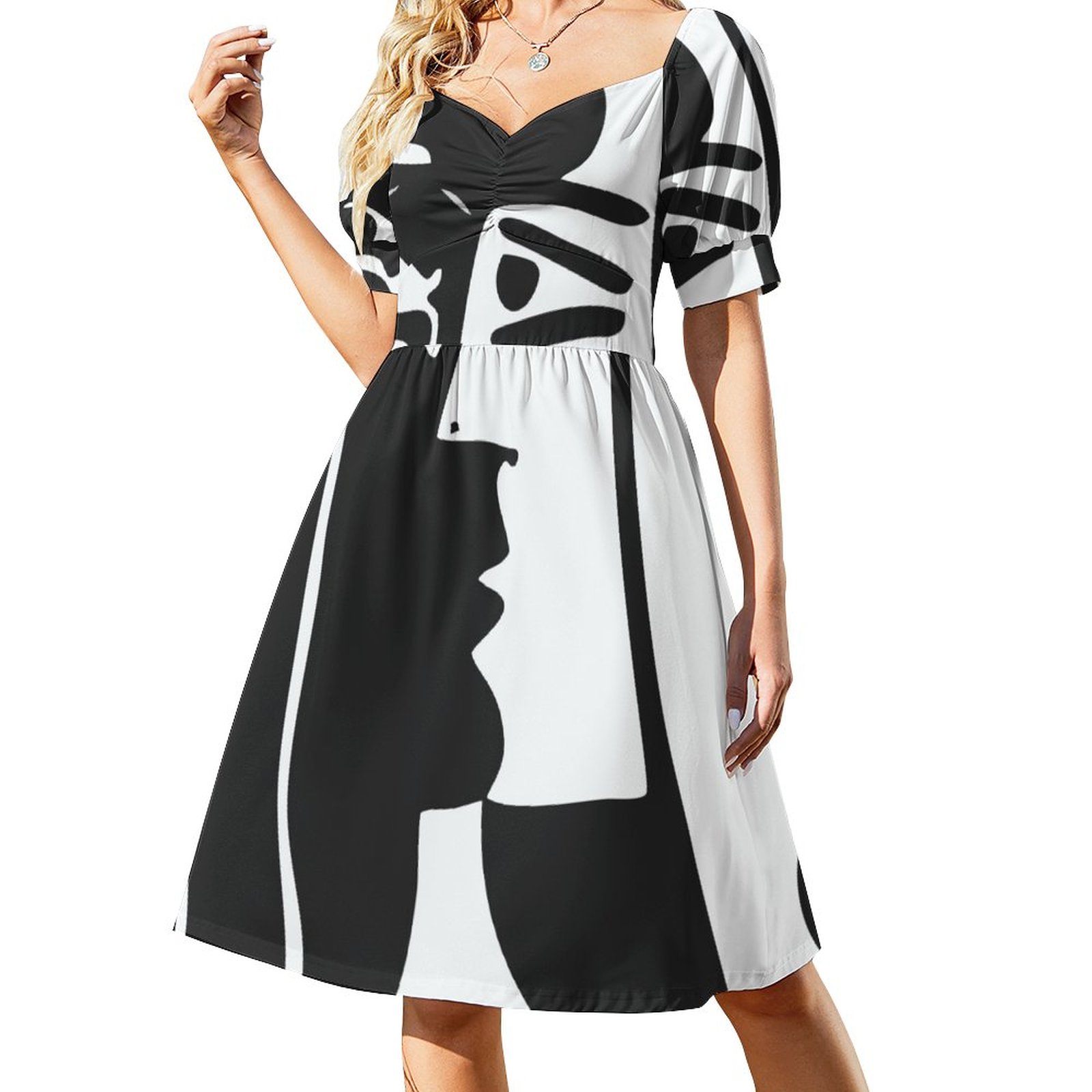 Black and White Faces VectorArt. Sleeveless Dress prom dresses loose ...