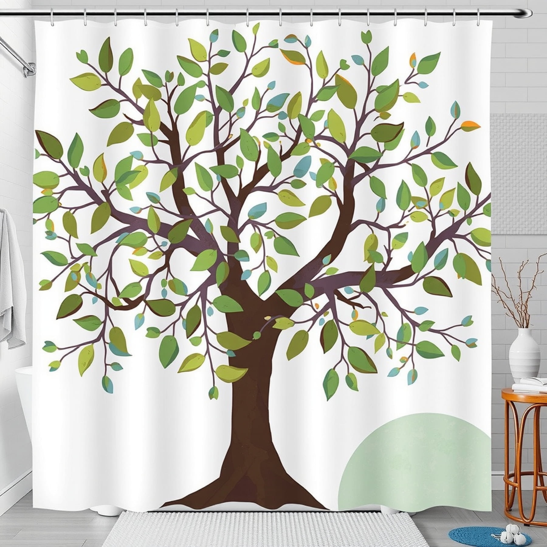 Black and White Fish Scale Shower Curtain with Bat and Star Silhouettes ...