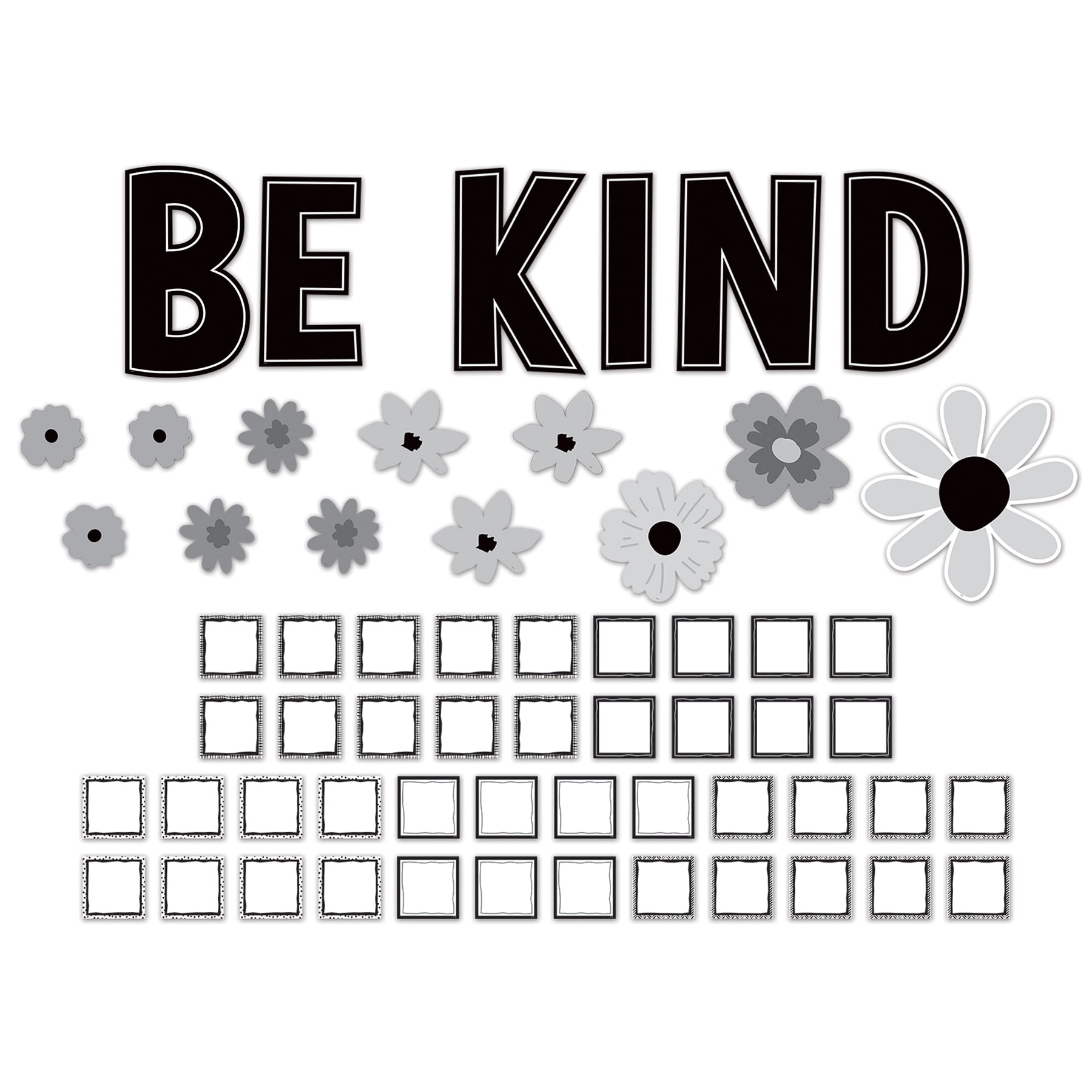 Teacher Created Resources Black and White Floral Be Kind Bulletin Board ...