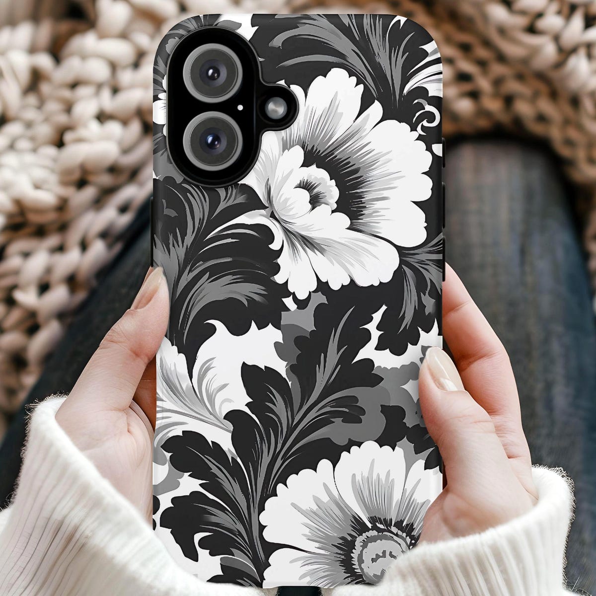 Black and White Floral Monochrome Botanical Phone Case 17 16 15 14 13 ...