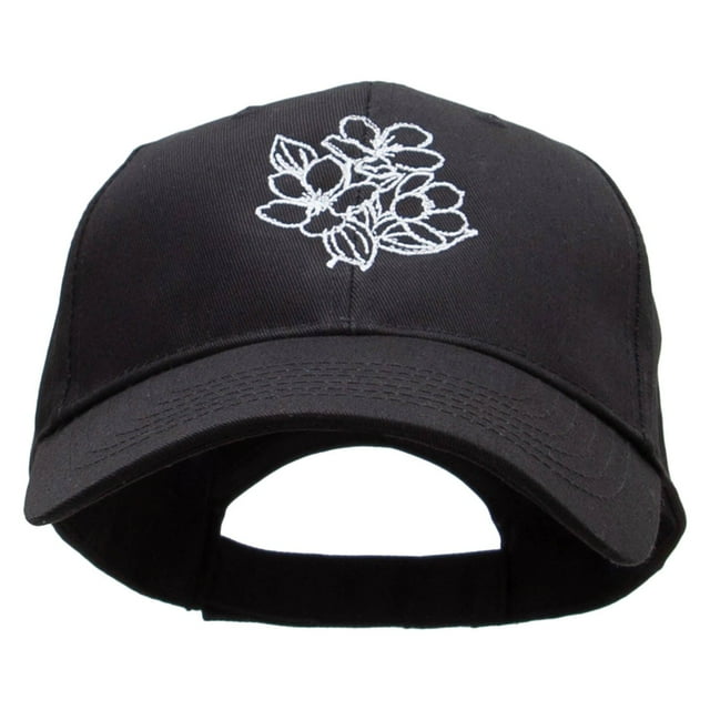 Black and White Flowers Embroidered Low Profile Structured Cap - Black ...