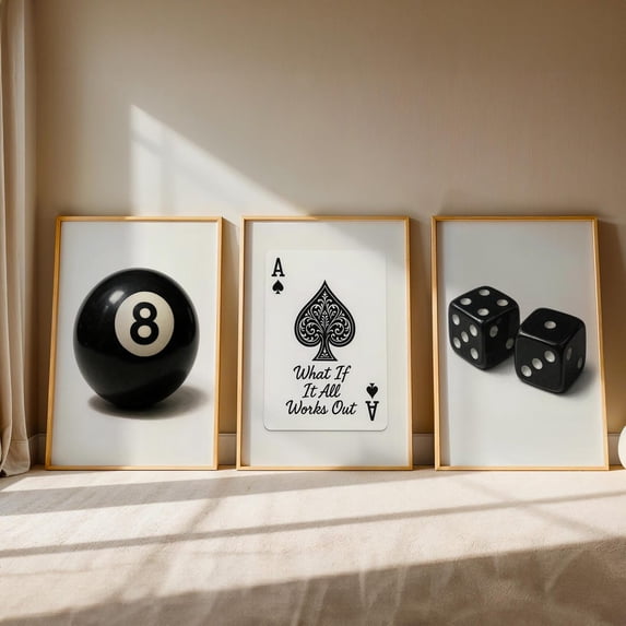 Black and White Gallery Wall Art Game Room Decor Entertainment Space ...