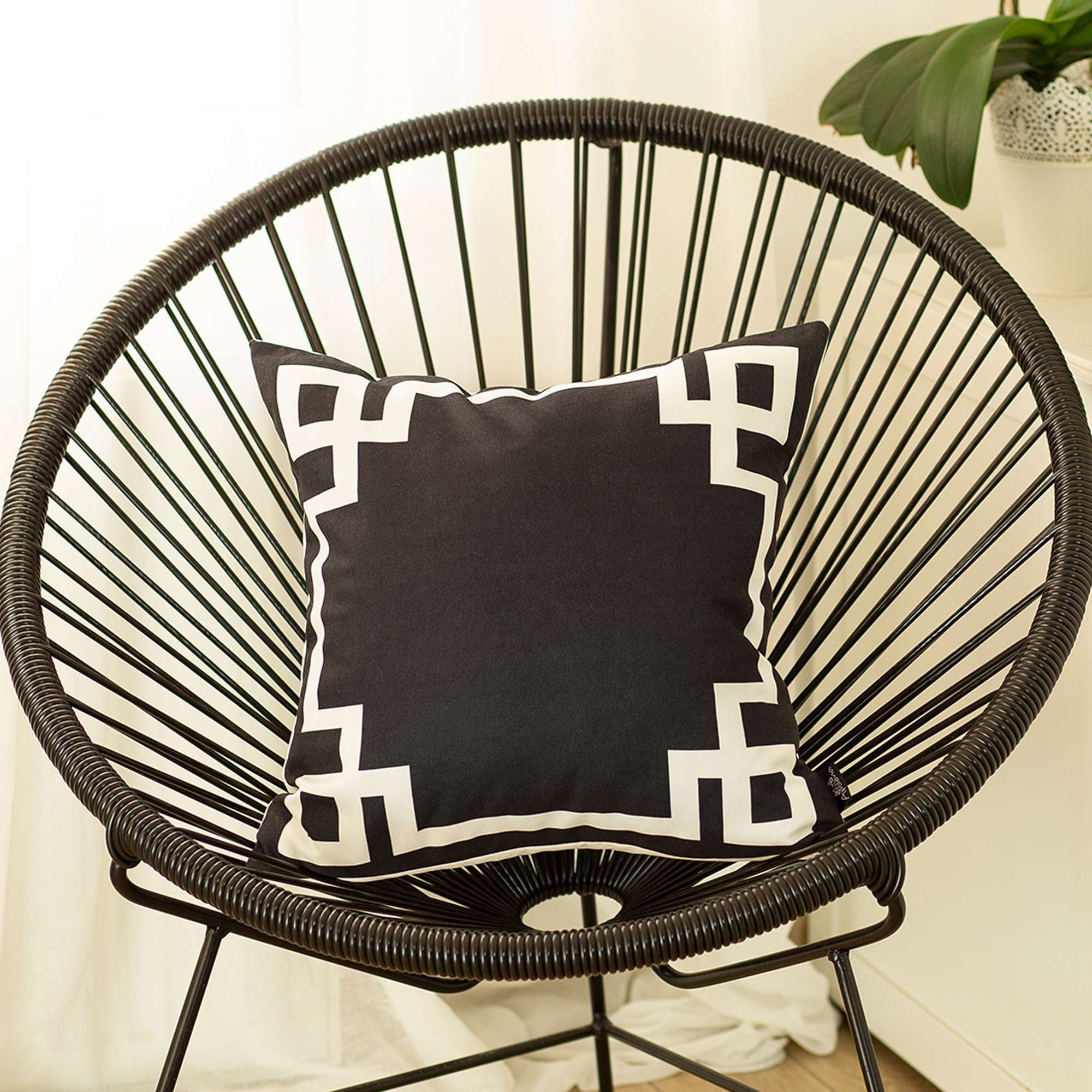 Black and White Geometric Border Throw Pillow - Walmart.com