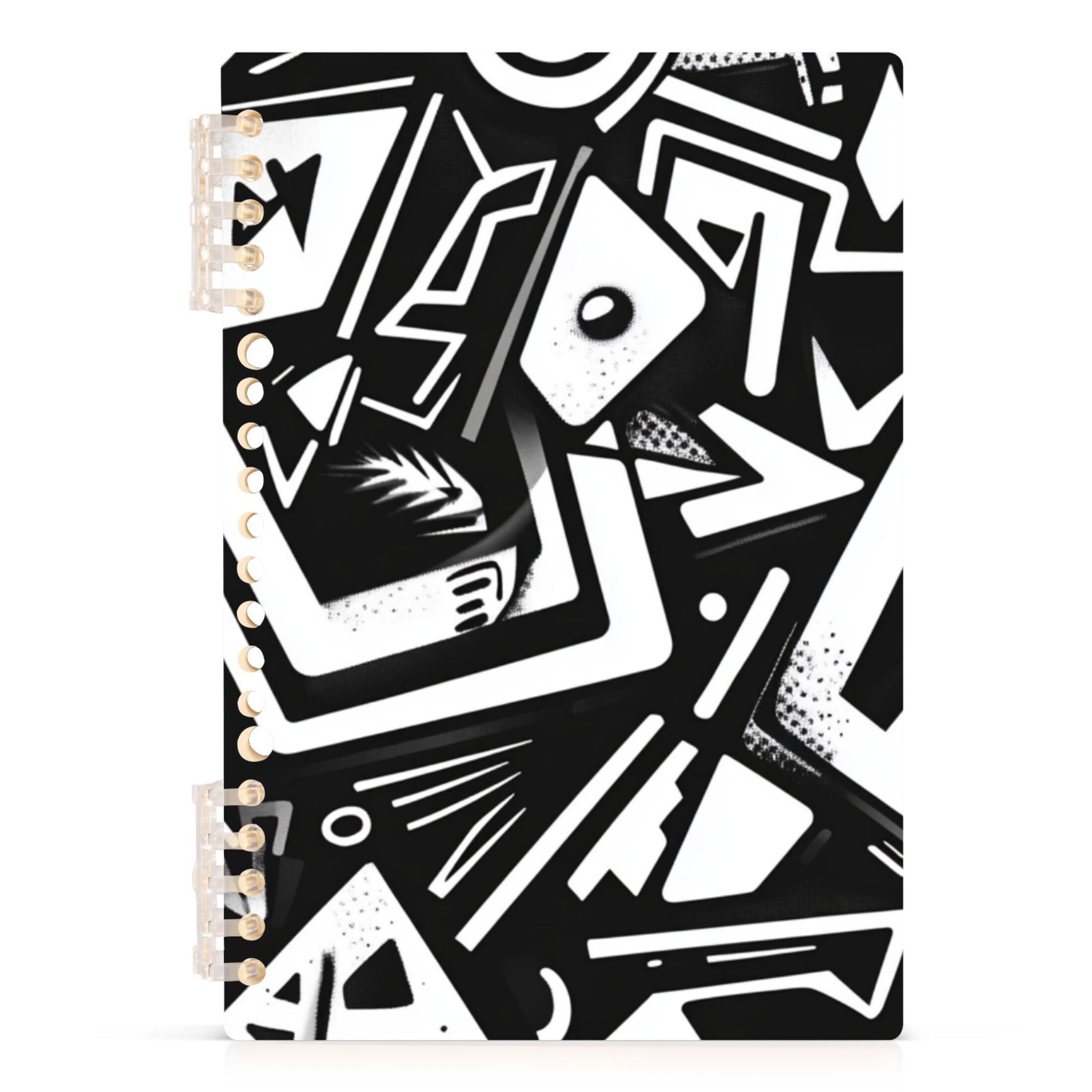 Black and White Geometric Graffiti Lined Spiral Journal Notebook 60 ...