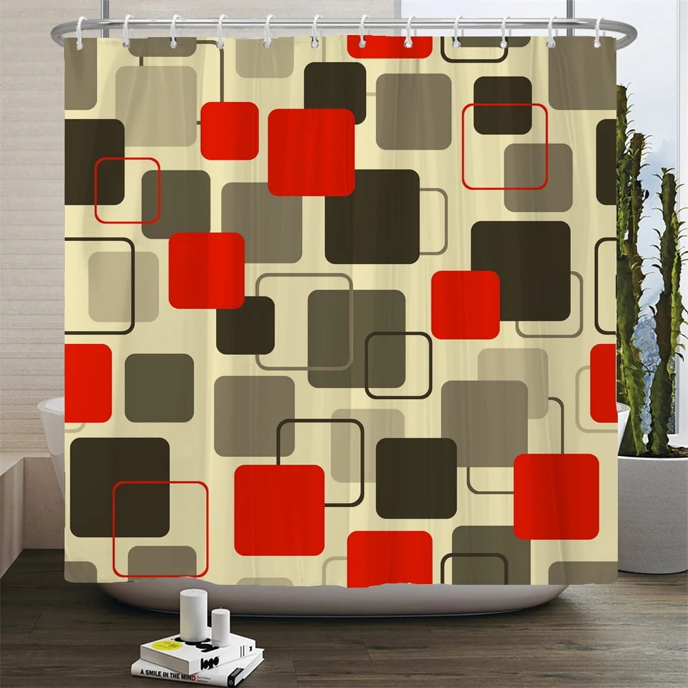 Black and White Geometric Pattern Shower Curtain Bathroom Waterproof ...
