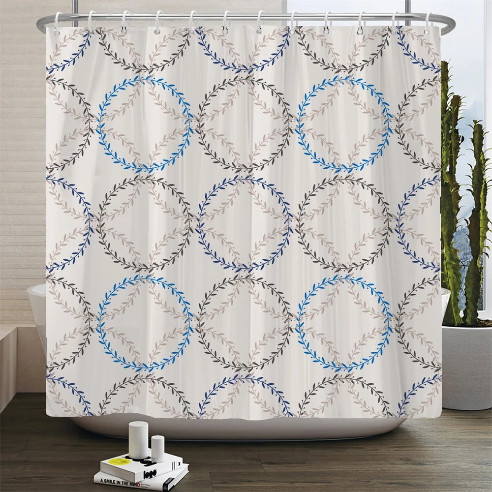 Black and White Geometric Pattern Shower Curtain Bathroom Waterproof Polyester Fabric Bath ...