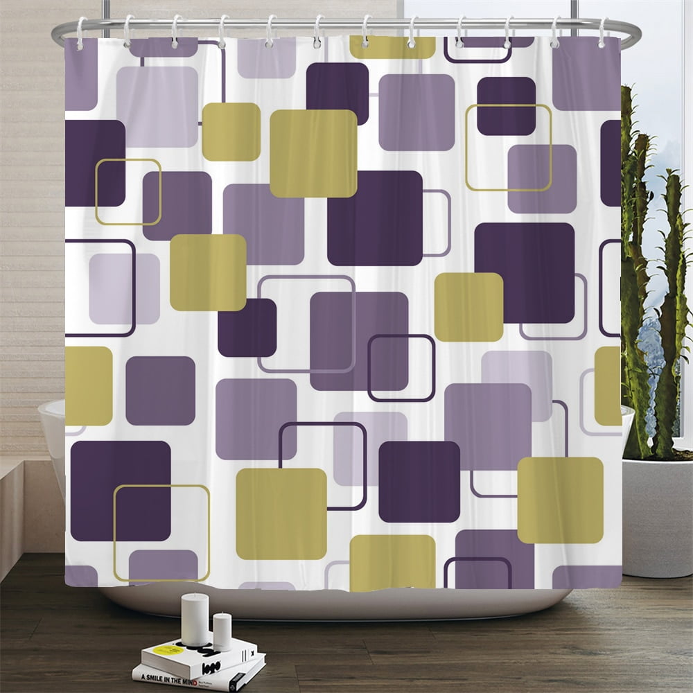 Black and White Geometric Pattern Shower Curtain Bathroom Waterproof ...