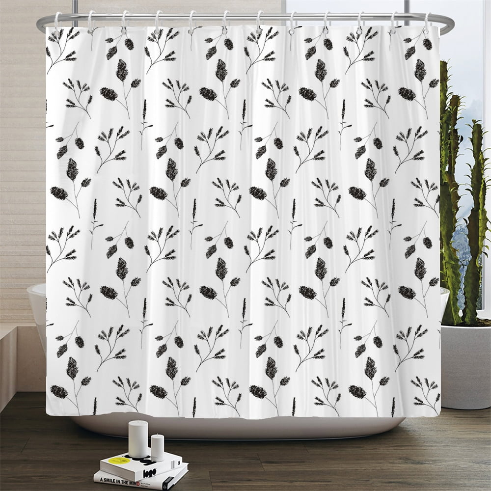 Black and White Geometric Pattern Shower Curtain Bathroom Waterproof ...
