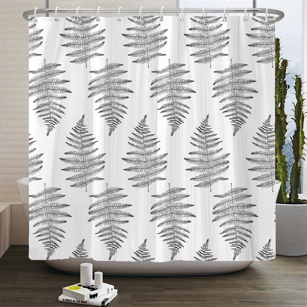 Black and White Geometric Pattern Shower Curtain Bathroom Waterproof ...
