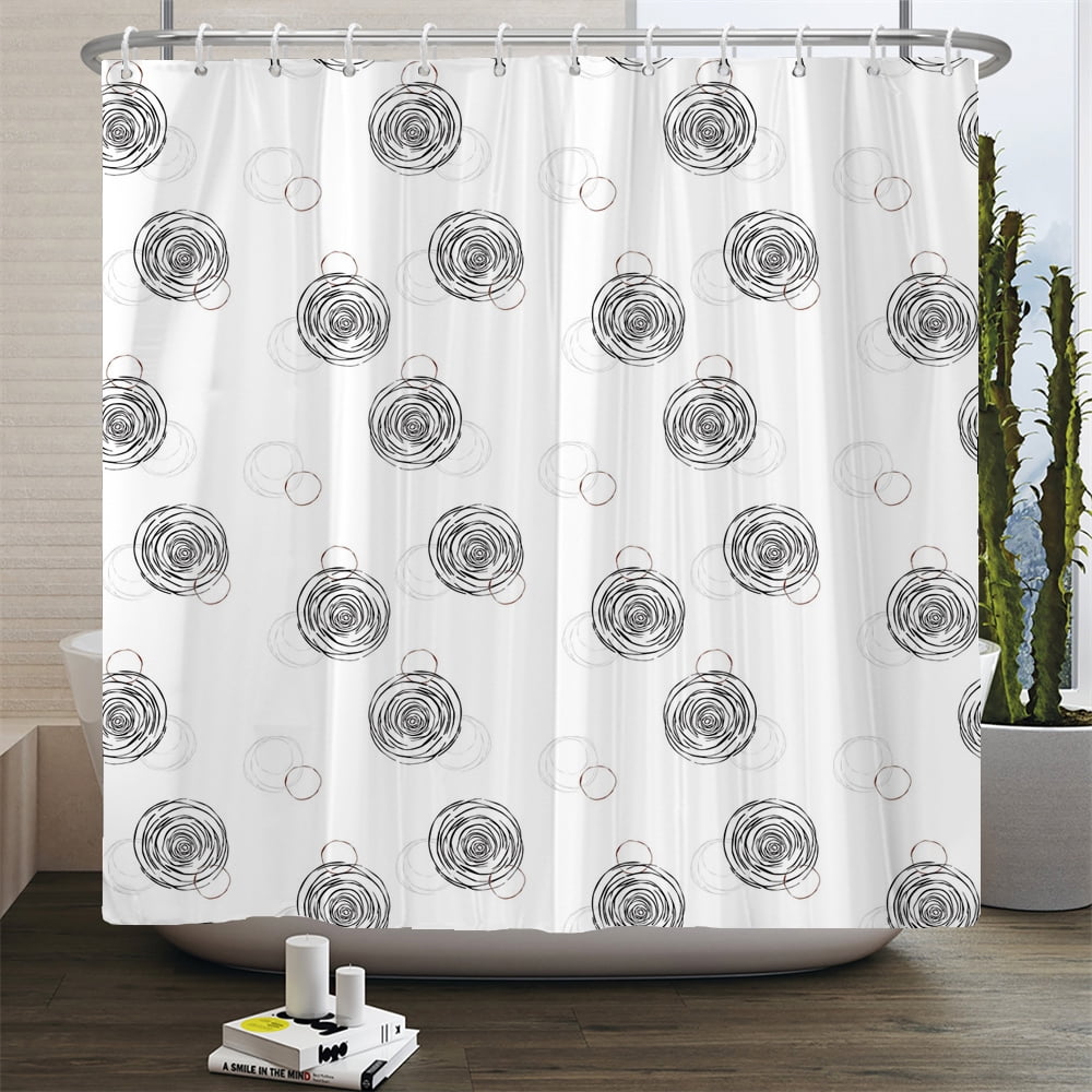 Black and White Geometric Pattern Shower Curtain Bathroom Waterproof ...