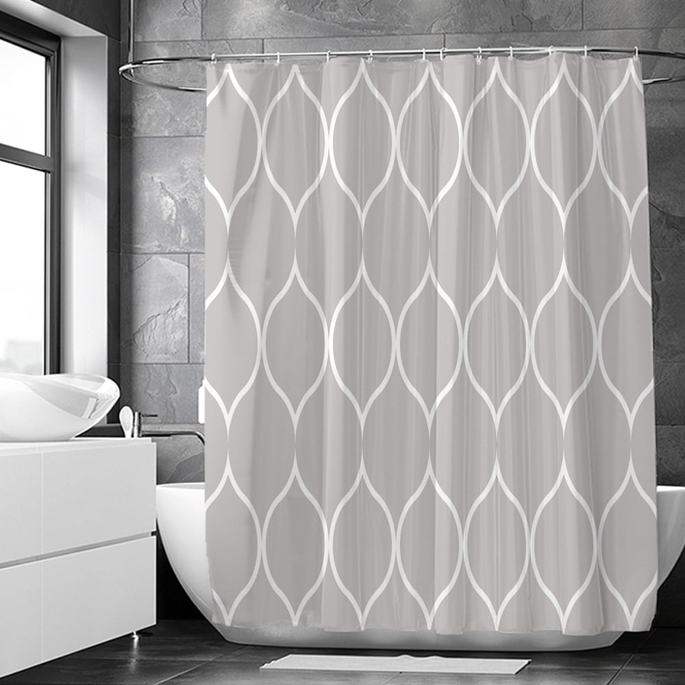 Black and White Geometric Pattern Shower Curtains Waterproof Fabric Bathroom Curtain with ...