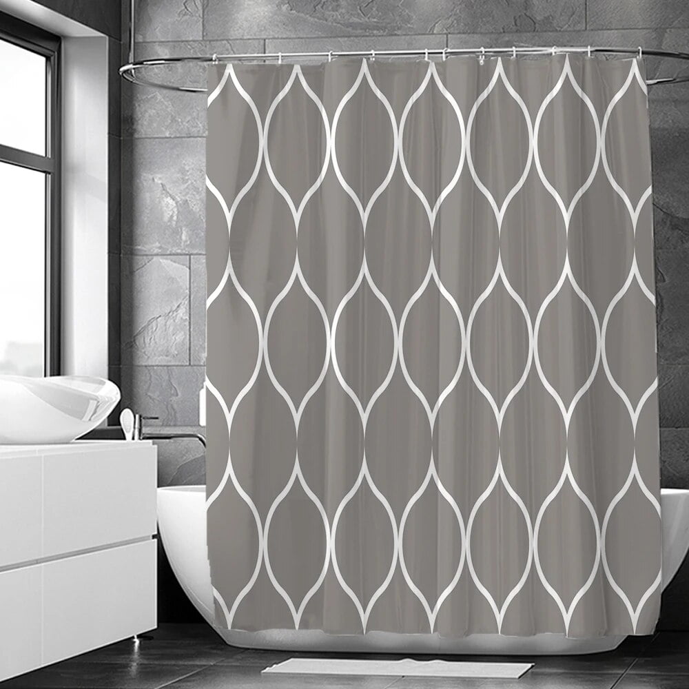 Black and White Geometric Pattern Shower Curtains Waterproof Fabric ...