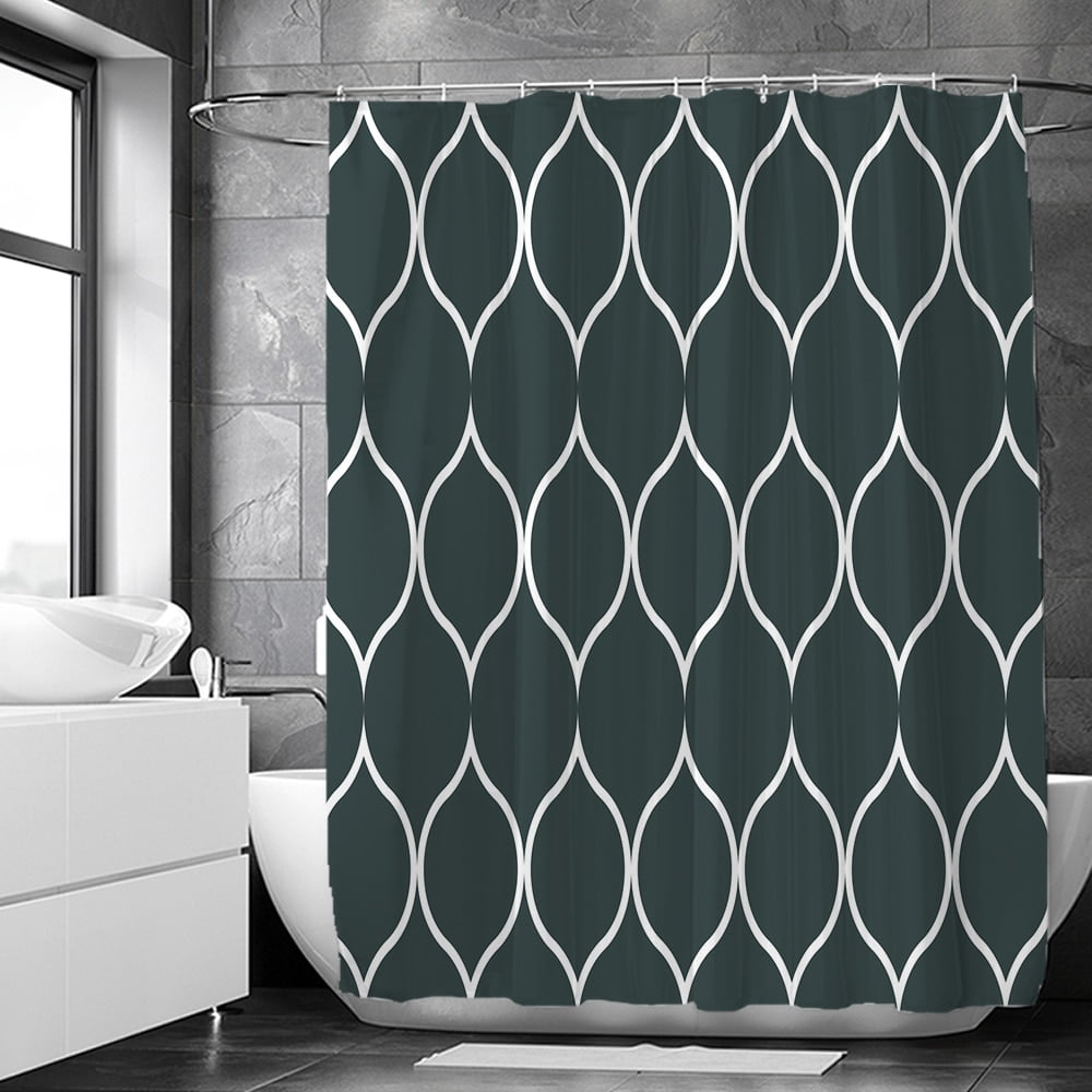 Black and White Geometric Pattern Shower Curtains Waterproof Fabric ...