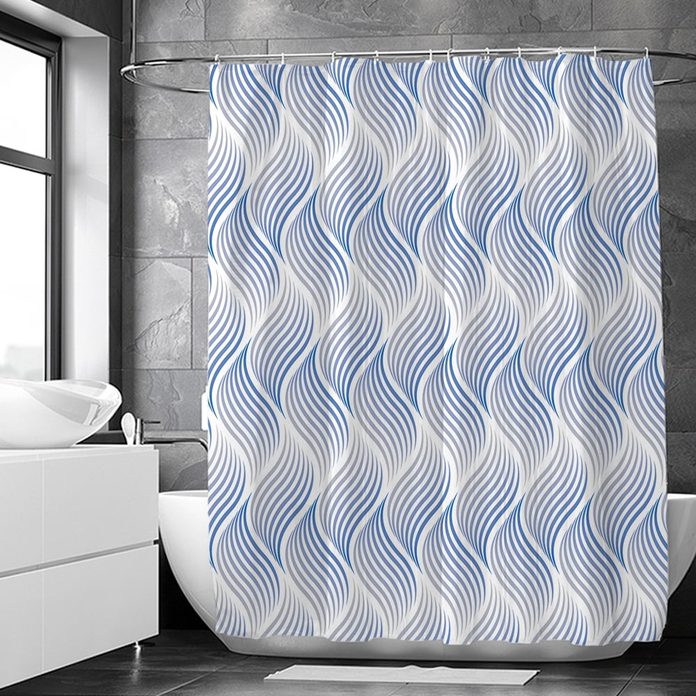 Black and White Geometric Pattern Shower Curtains Waterproof Fabric ...