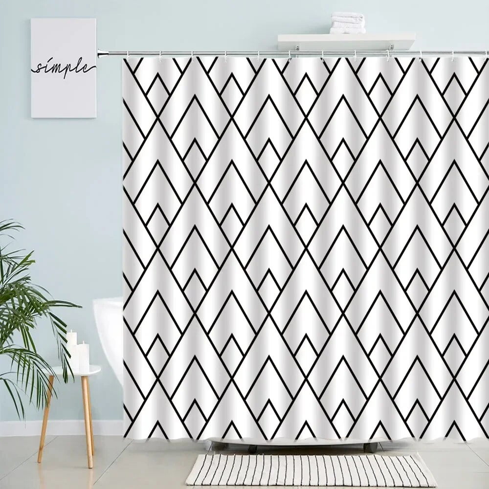 Black And White Geometric Shower Curtains Creative Pattern Line