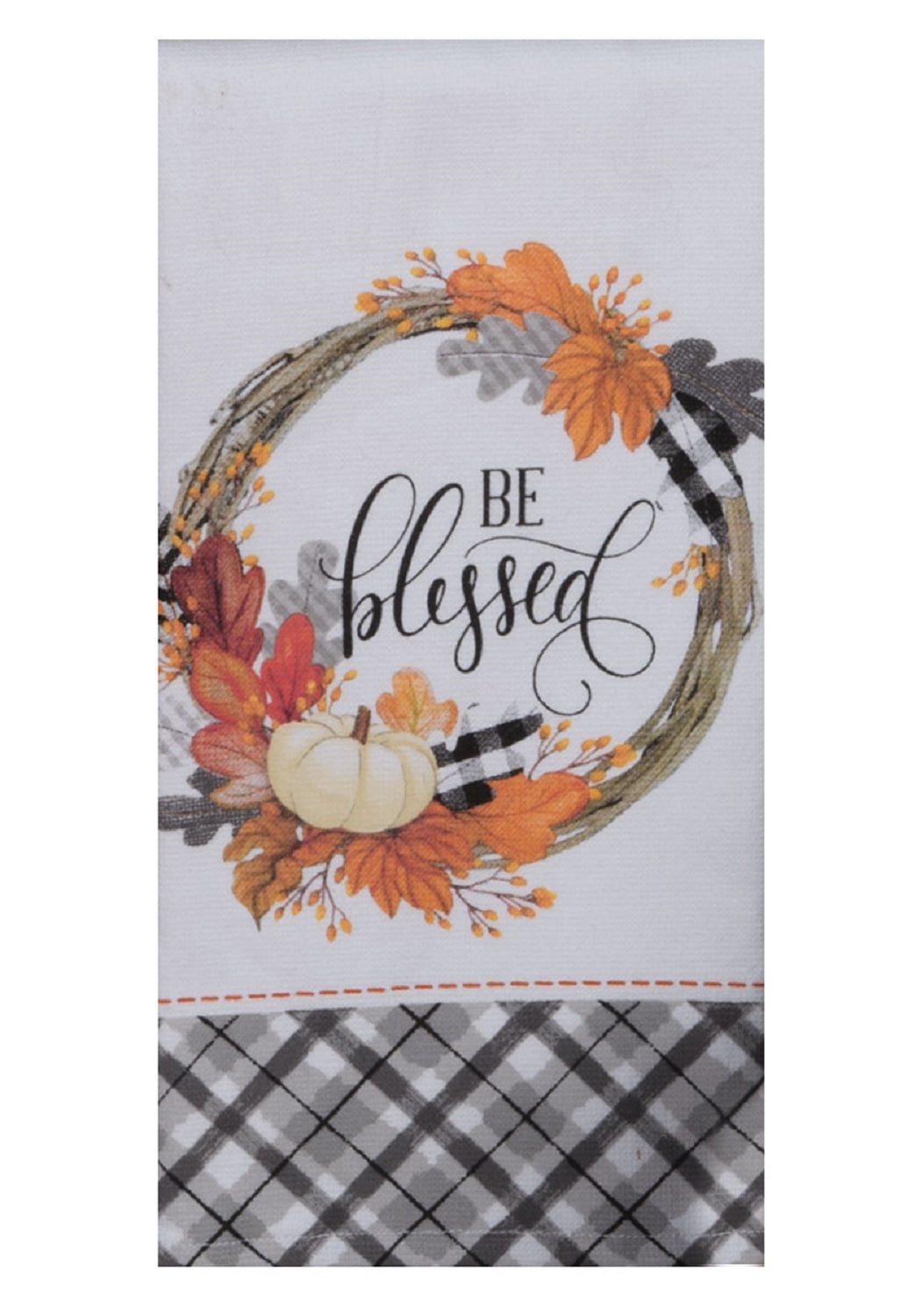 Black and White Gingham Pumpkin Be Blessed Dual Purpose Kitchen Terry ...