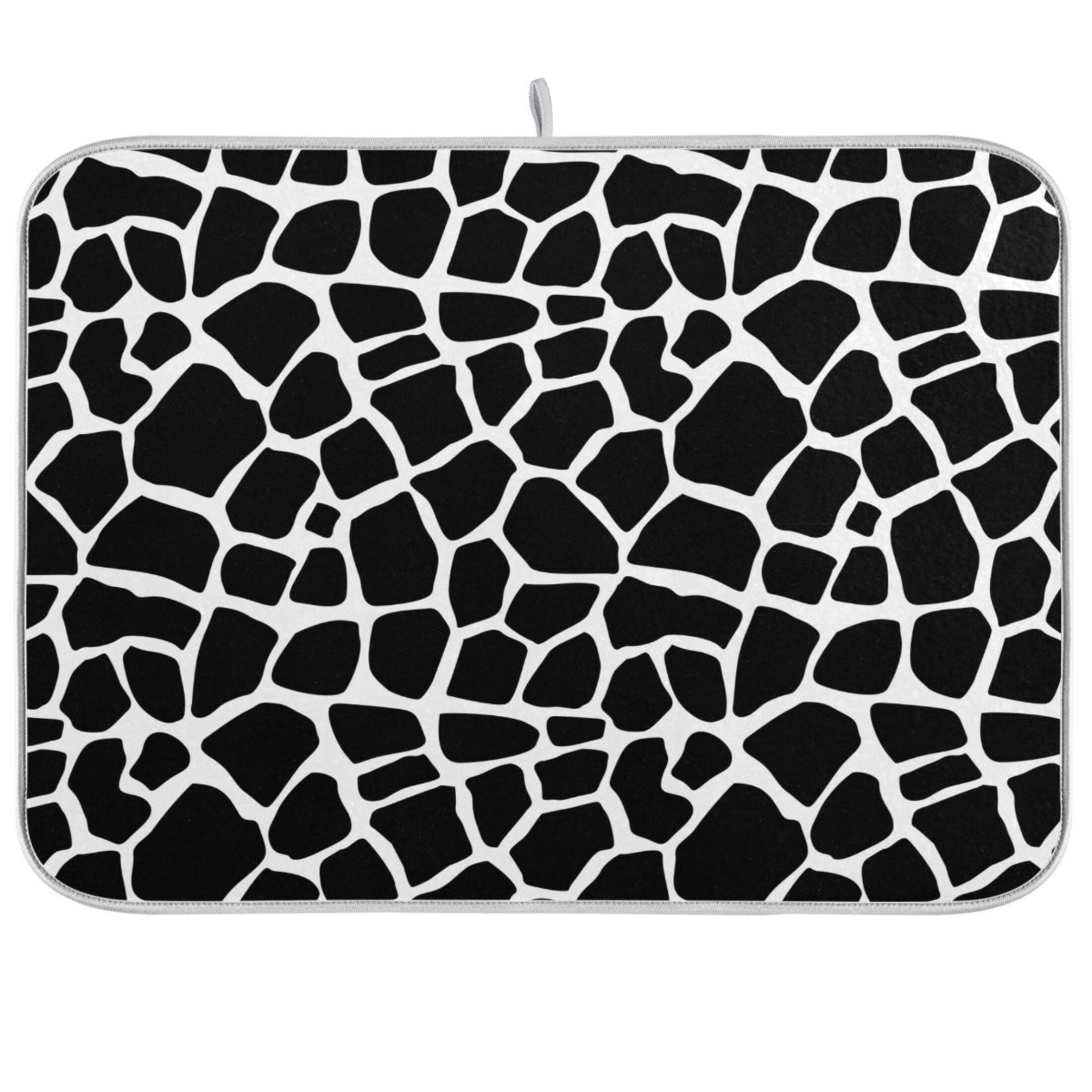 Black and White Giraffe Leopard Dish Drying Mat Microfiber Kitchen Mats ...