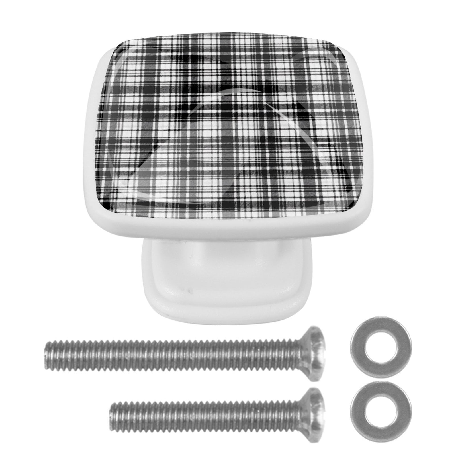 Black and White Grid Check Cabinets Door and Drawers Knobs Pulls ...