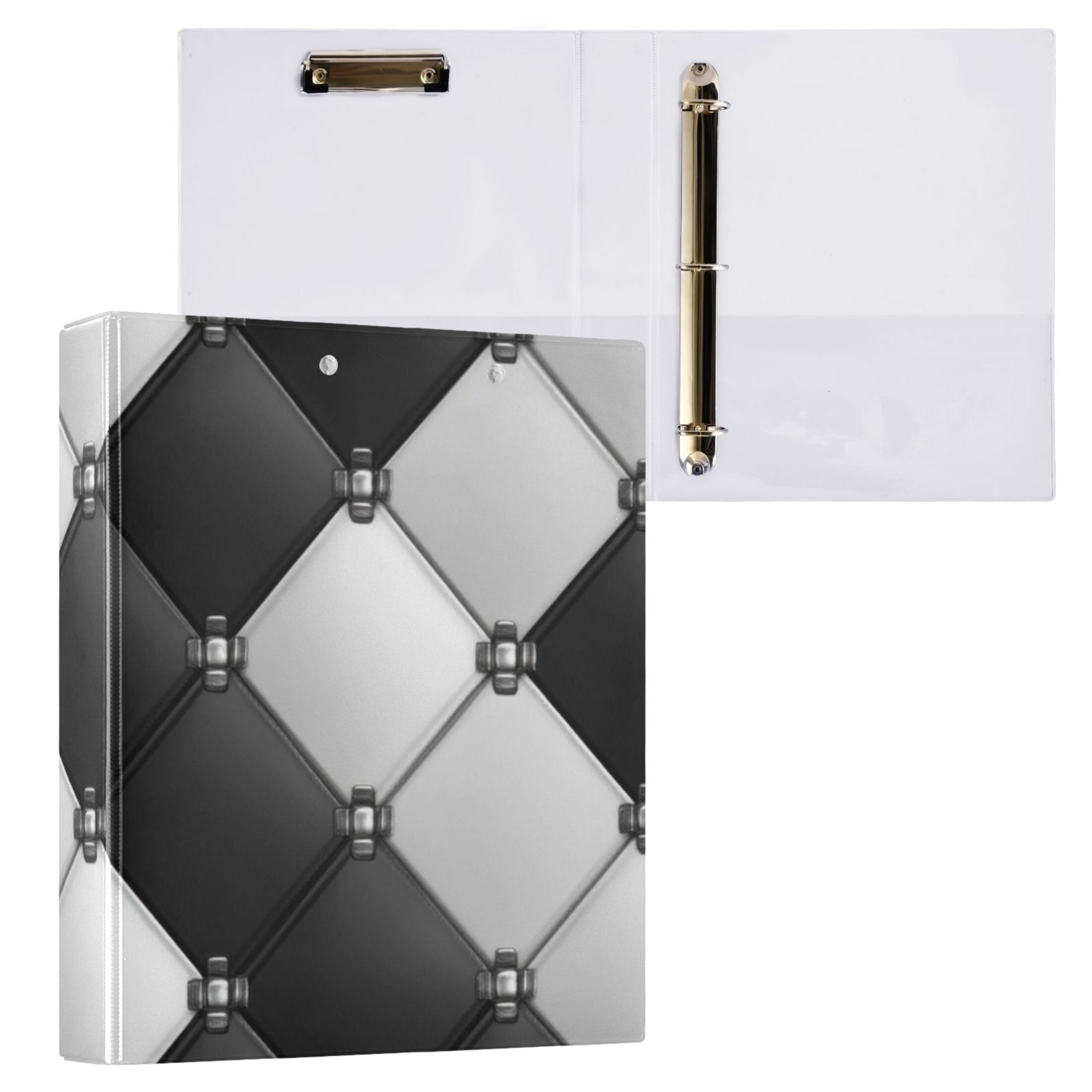Black and White Grids 3 Ring Binders 1.5 inch Hardcover File Folders ...