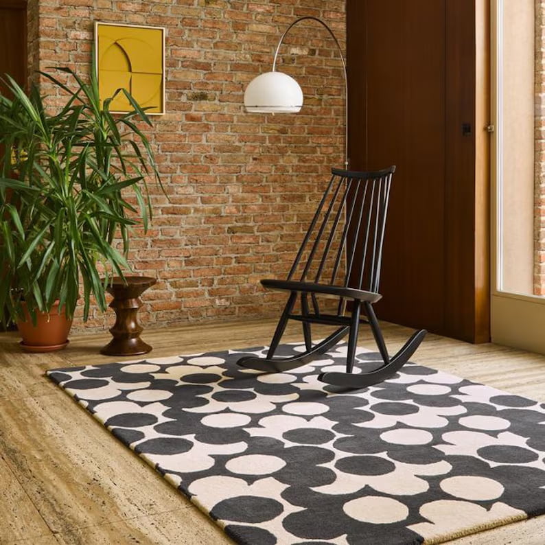 Black and White Hand Tufted new rug handmade rug for living room,office ...