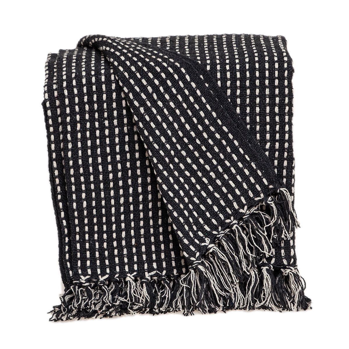 Black and White Handloom Woven Throw Blanket - Walmart.com