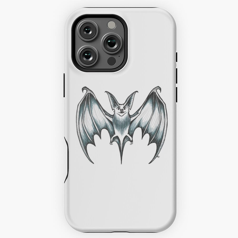 Black and White Happy Bat Phone Case for iPhone 16 15 14 13 12 11 Pro ...