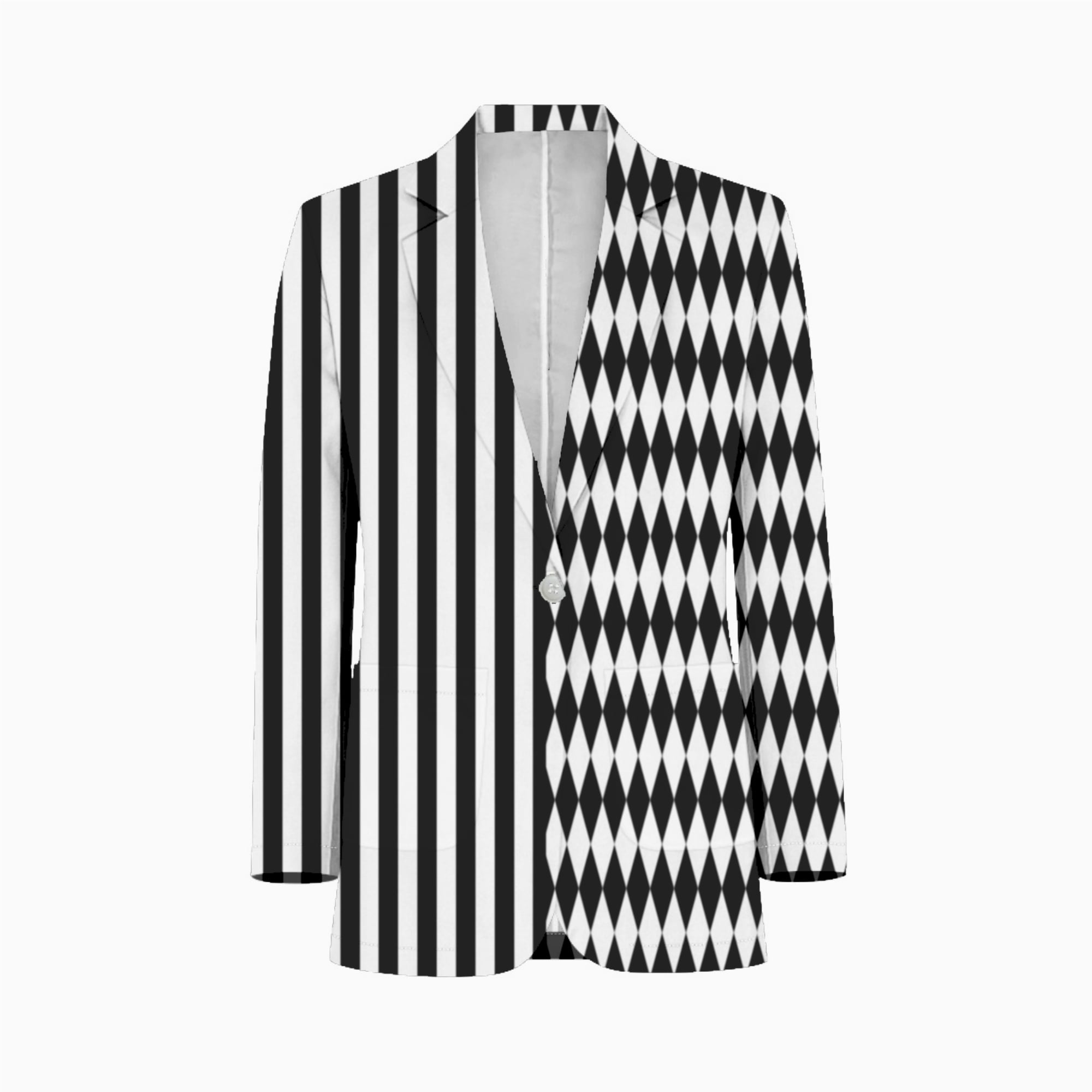 Black and White Harlequin Diamonds and Stripes Mens Suits Shawl Collar ...