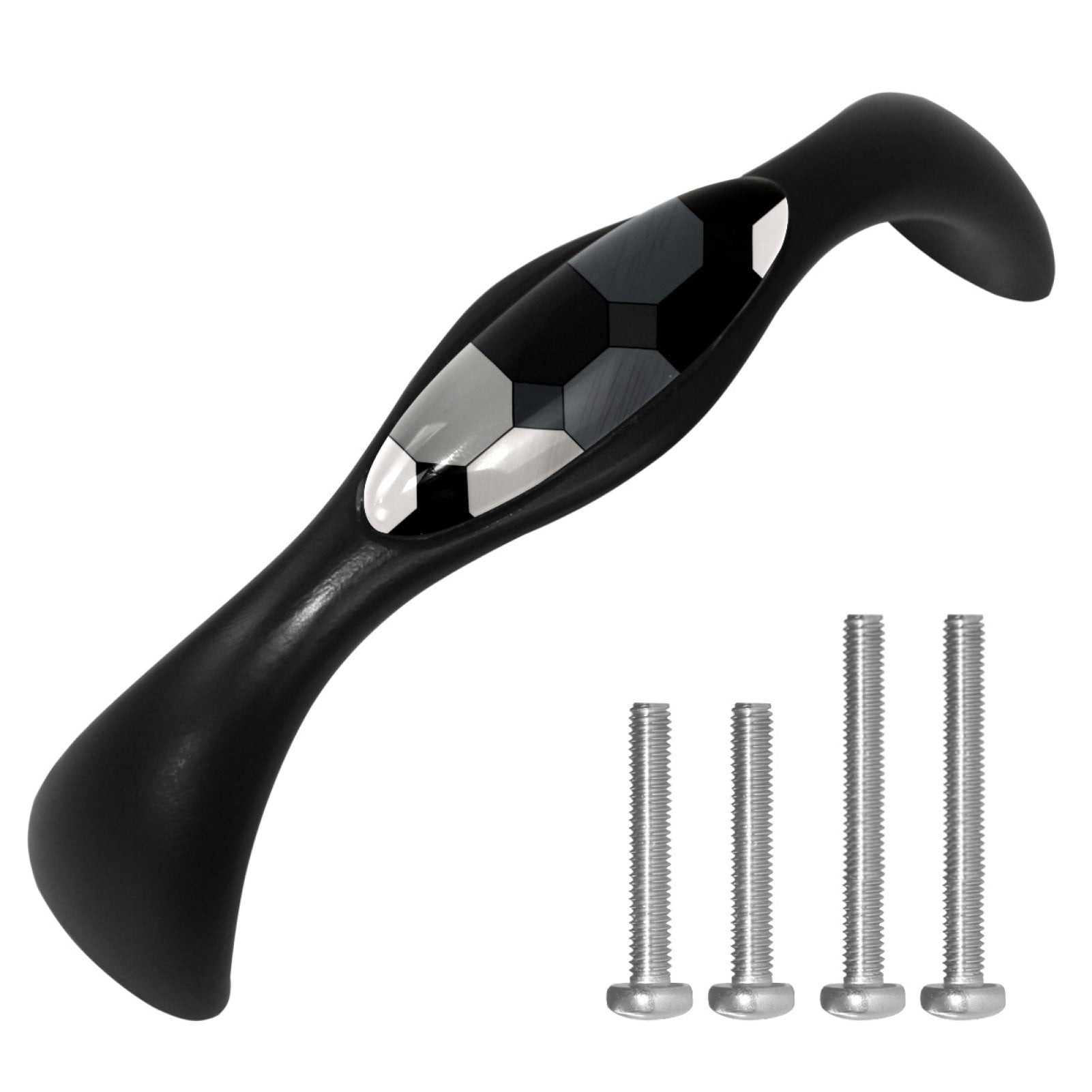 Black and White Hexagon Geometry Kitchen Cabinet Pull Knobs Drawer Hardware Handles for Door ...