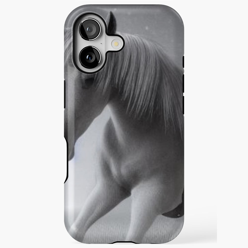 Black and White Horse Graphic Art Phone Case with iPhone 17 to 11 Pro ...