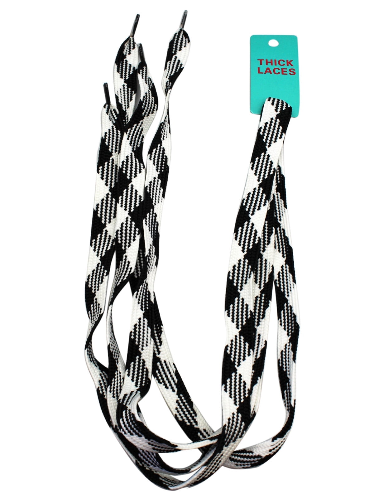 Black and White Interwoven Diamond Pattern Thick Lace Shoelaces (2pc ...