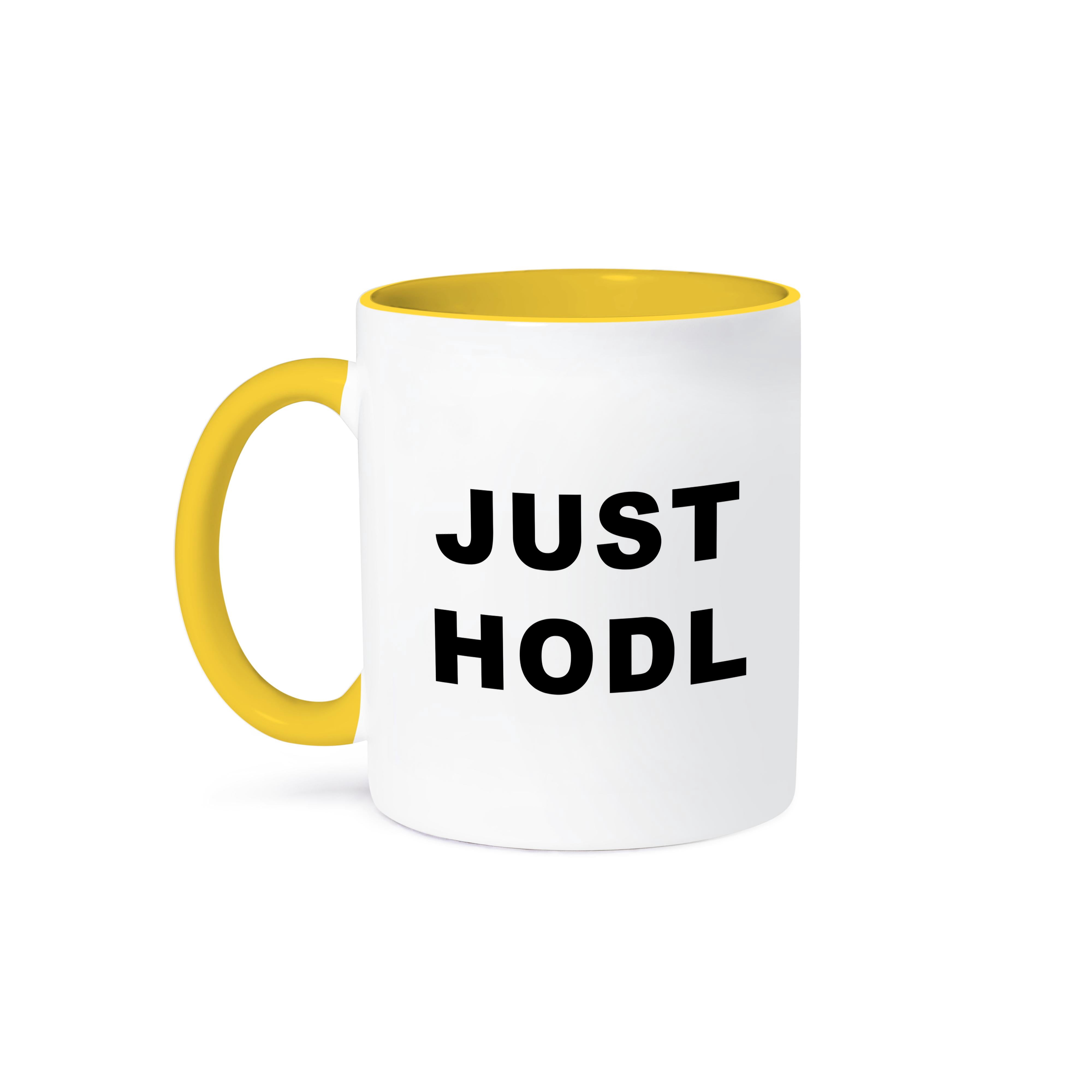 3dRose, Black and White Just Hodl It , 11oz Two-Tone Yellow Mug ...