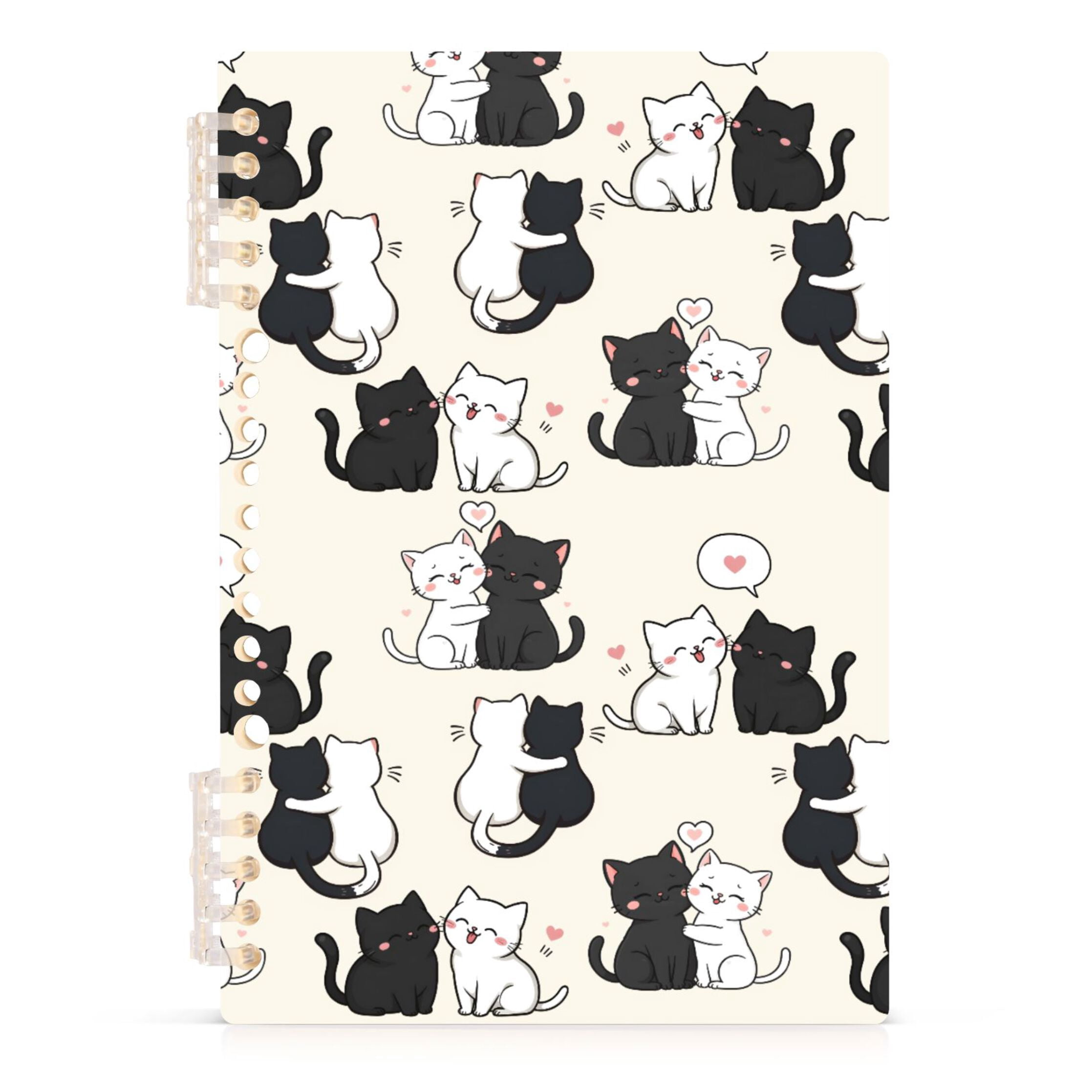 Black and White Kitten A5 Notebook Refillable 60 Sheets Detachable Ring ...