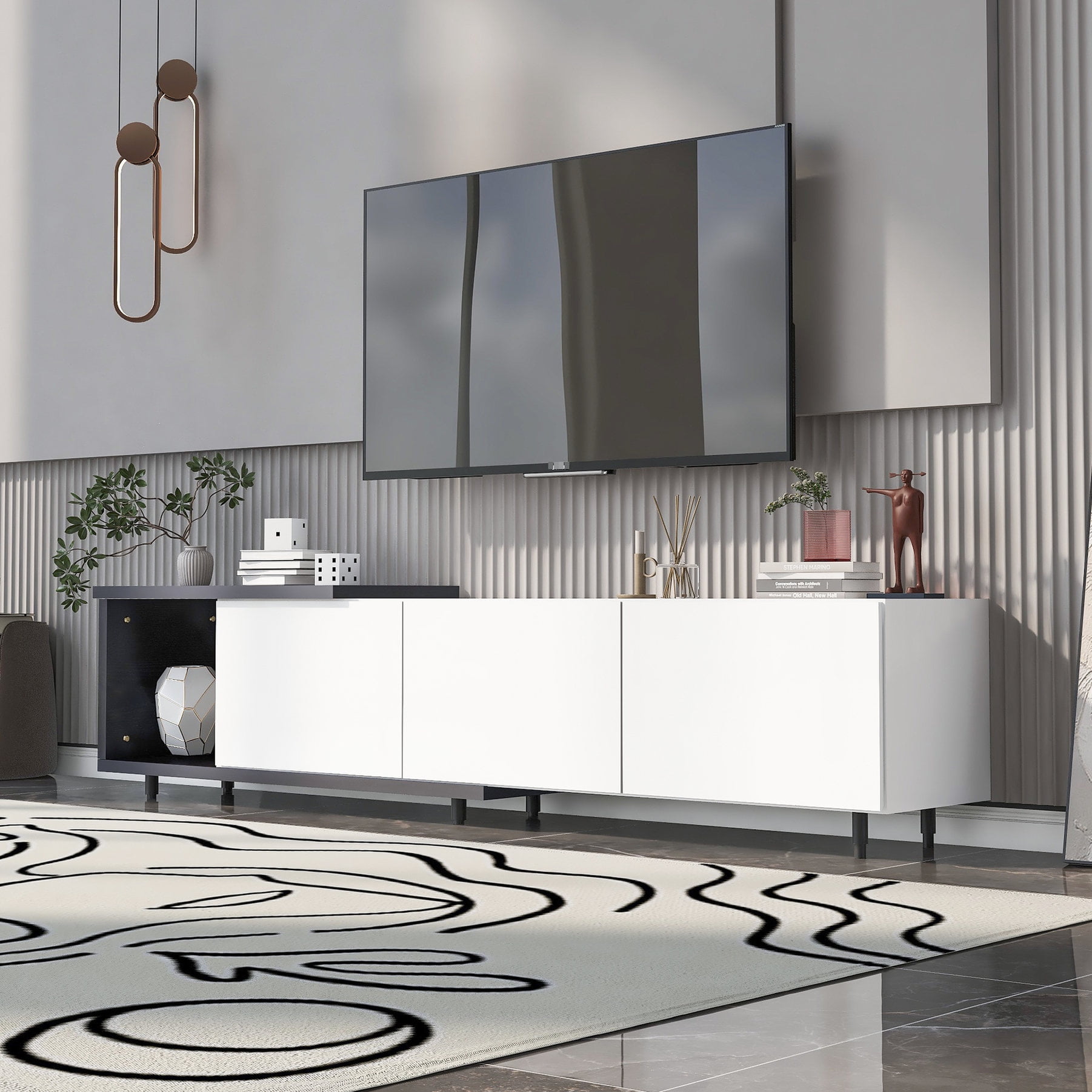 Black and White Lacquered Hue - Clean - lined Silhouette - Home Decor ...
