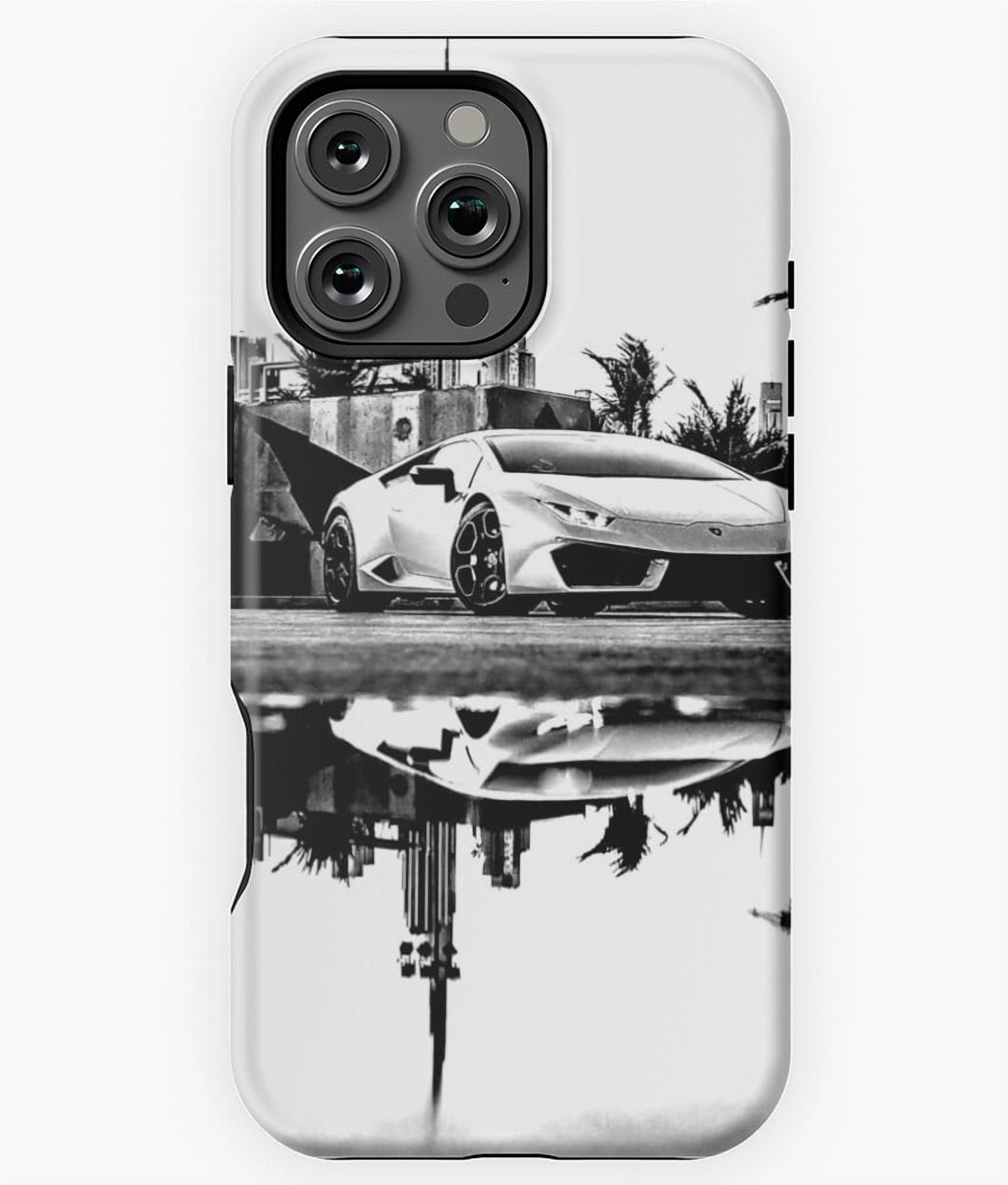 Black and White Lambo Supercar M1720 Phone Case for iPhone 17 16 15 14 ...