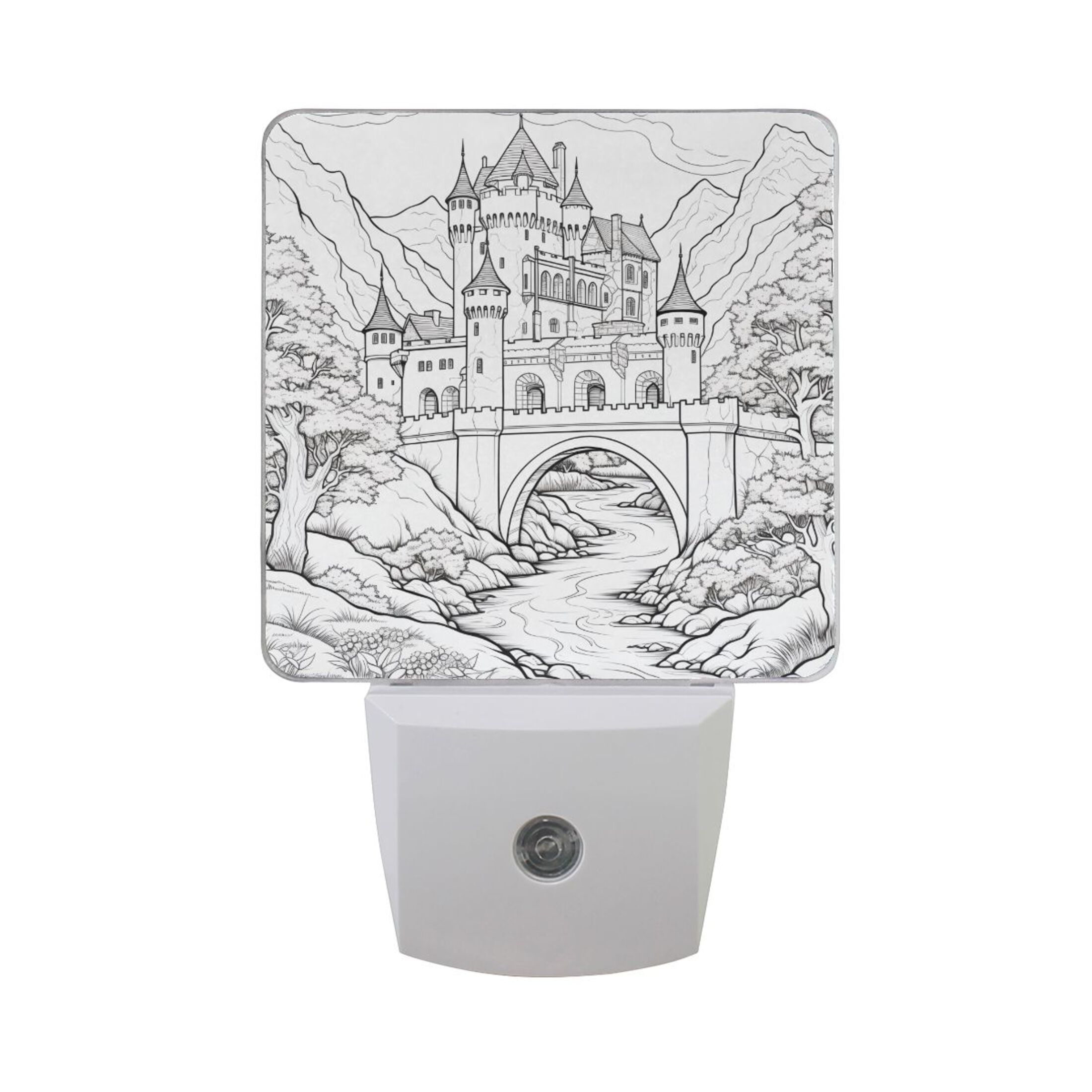 Black and White Landscape Paint Night Light LED Dusk to Dawn Auto ...