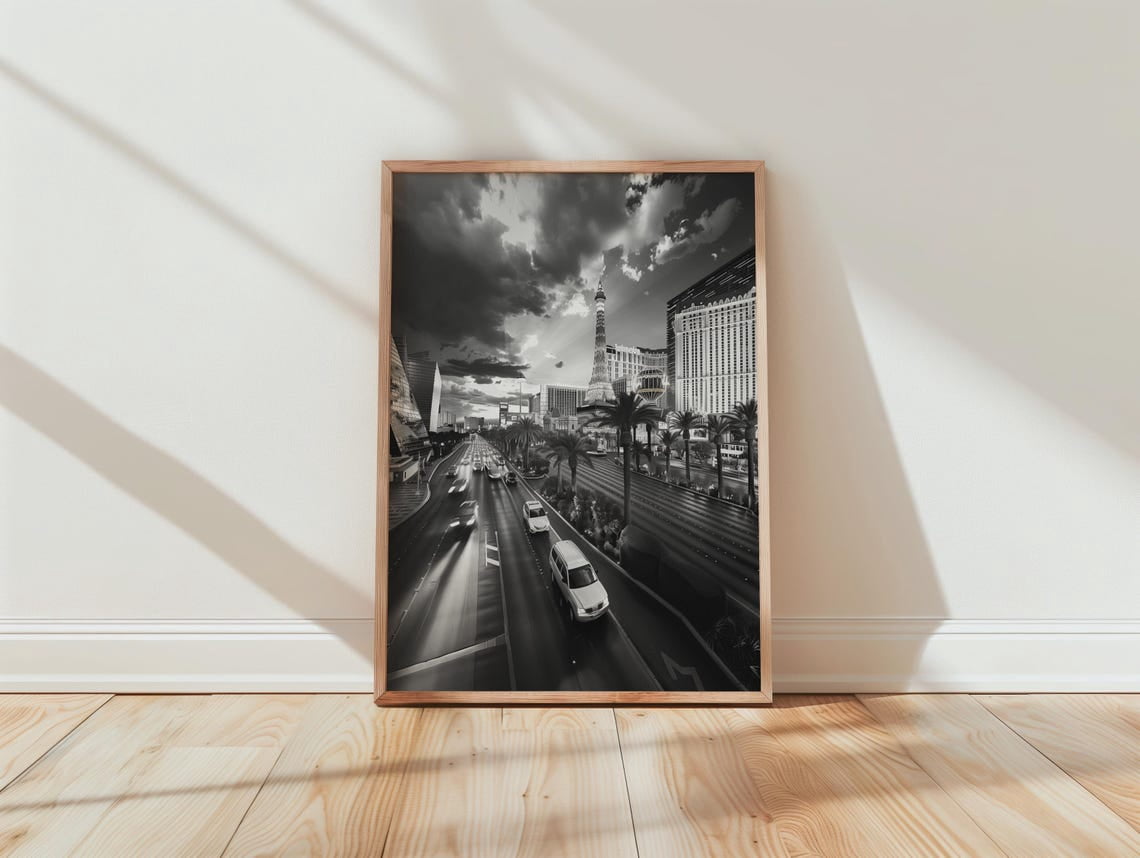 Black and White Las Vegas Strip Cityscape Modern Urban Wall Art ...