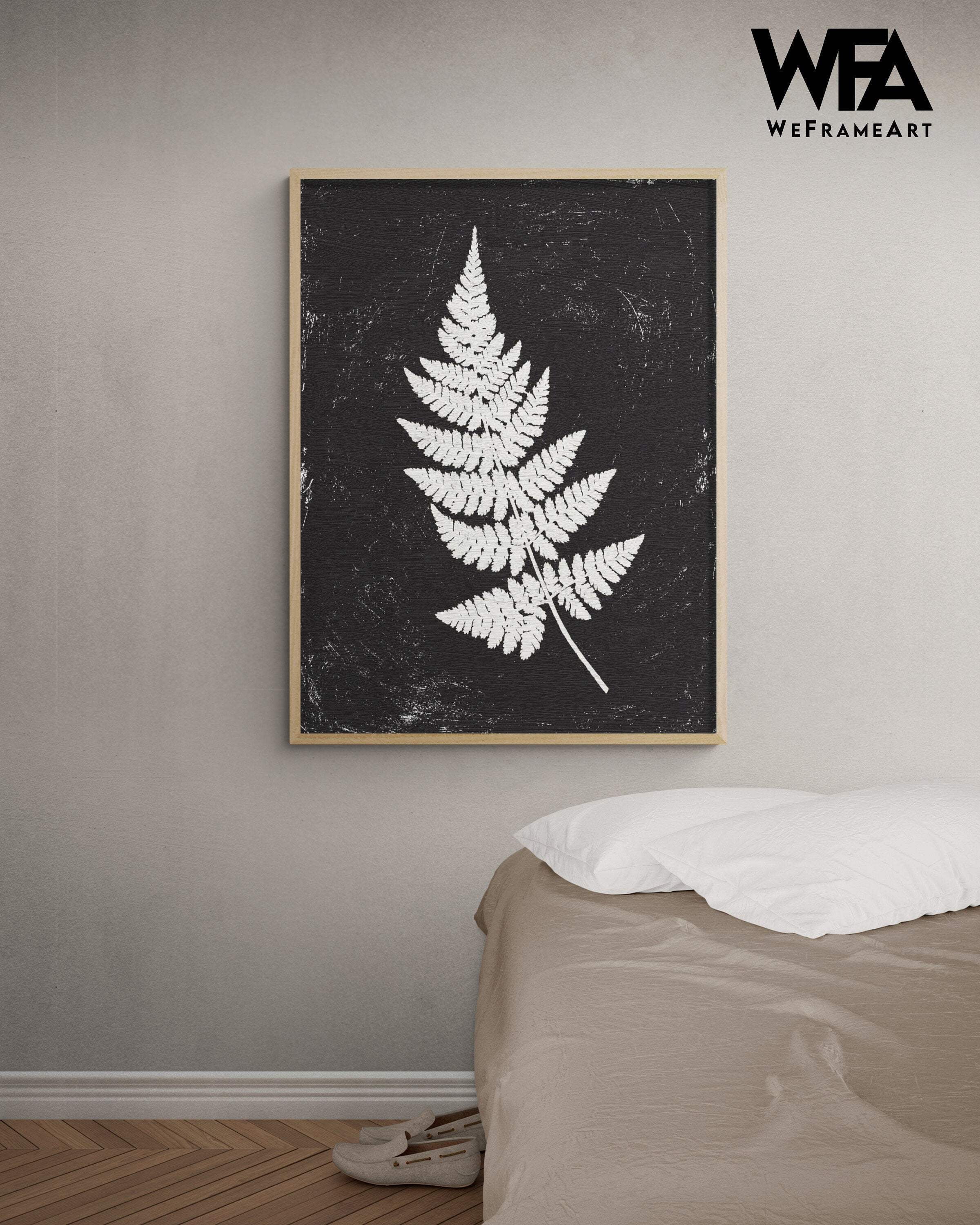 Black and White Leaf Print, Framed Plant Print, White Leaf Print ...