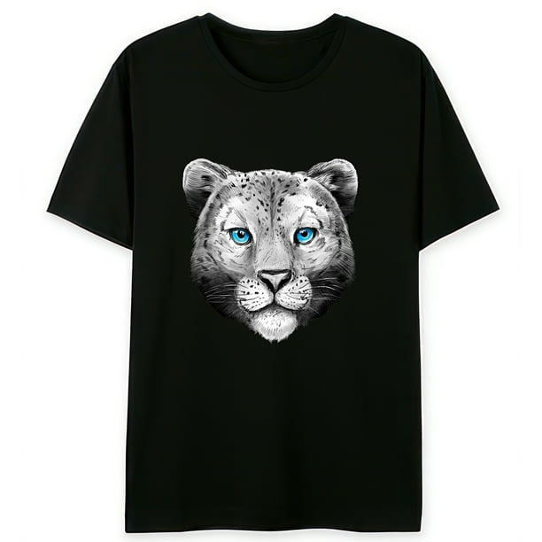 Black and White Leopard T-Shirts Casual Short Sleeve Black Tee For Men ...