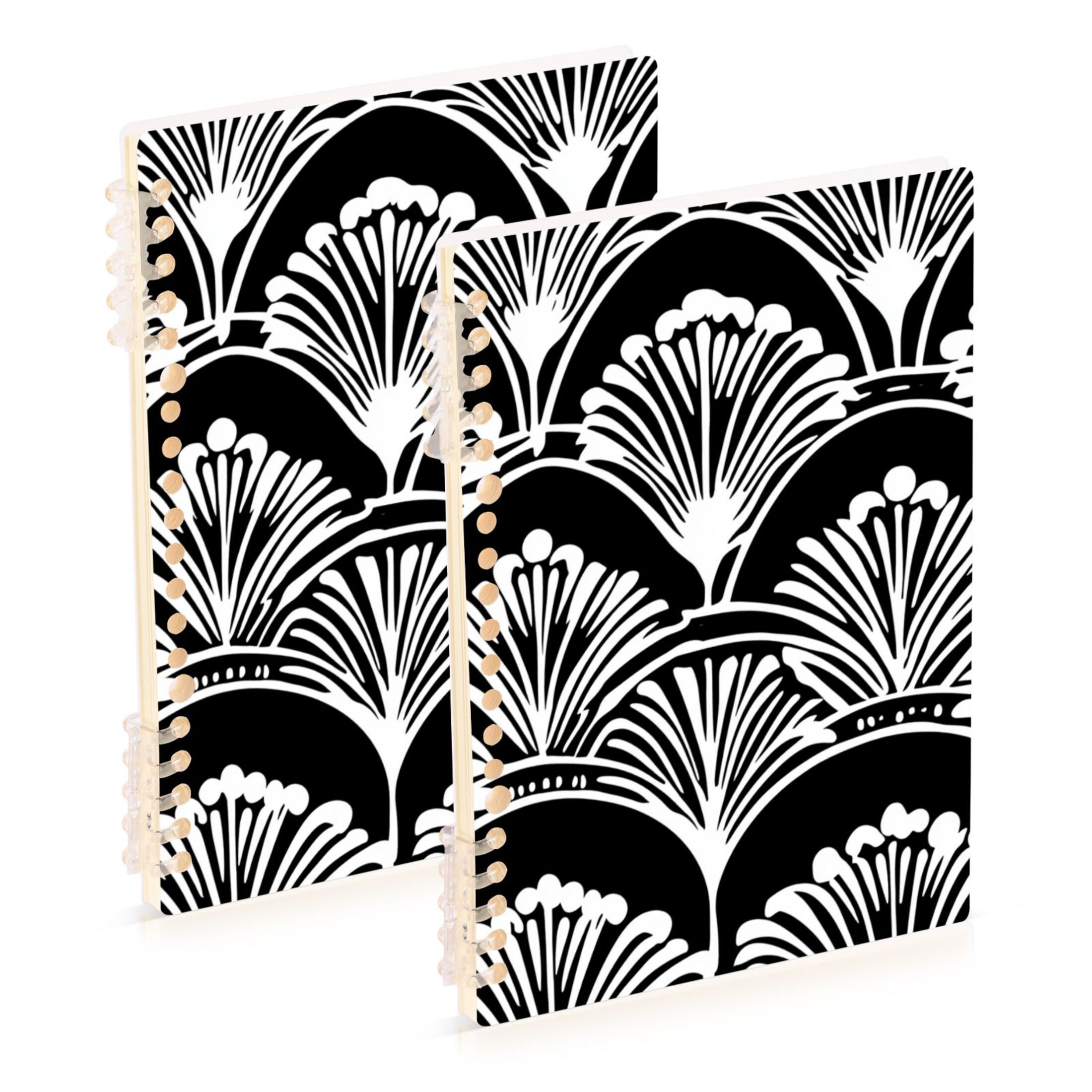 Black and White Line Shell Lined Spiral Journal Notebook 60 Pages A5 ...