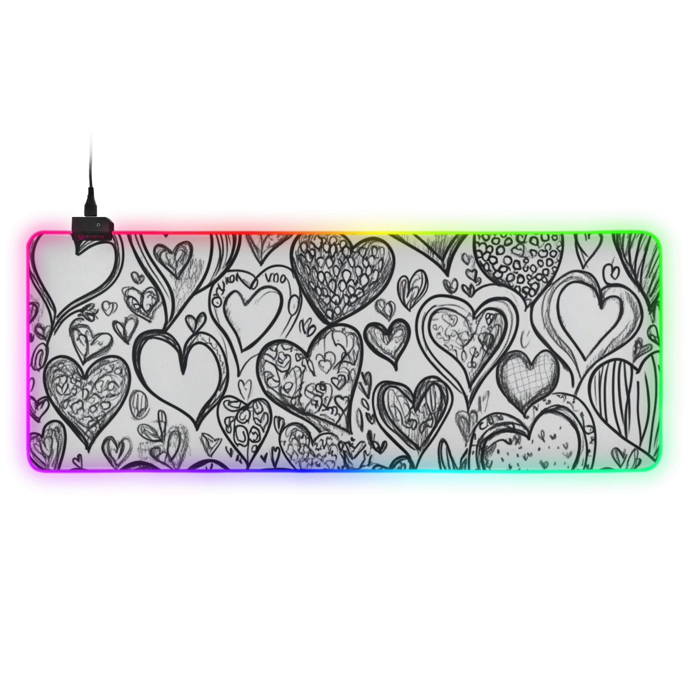 Black and White Love Graffiti RGB Gaming Mouse Pad Large Keyboard Mat ...