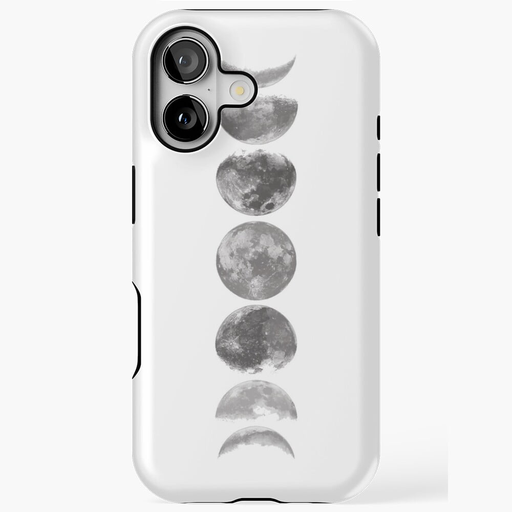 Black and White Lunar Moon Phases Celestial Artwork Phone Case with ...