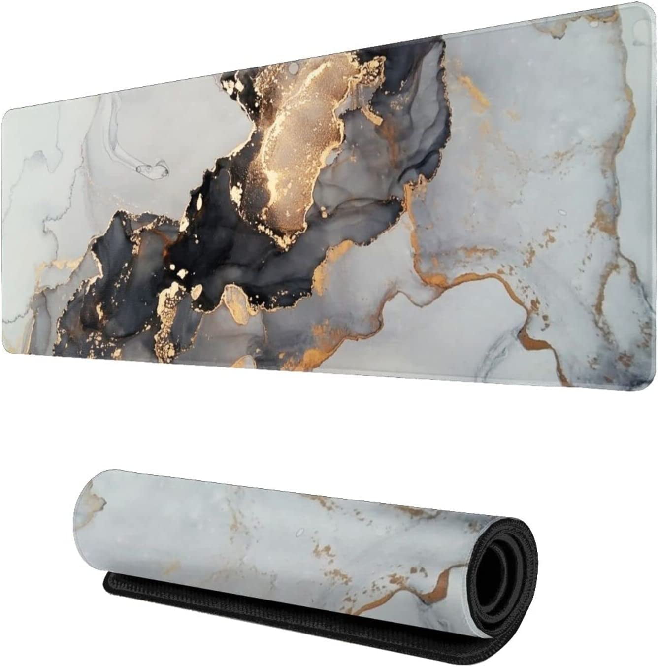 Black and White Marble Gaming Mouse Pad, Long Extended XL Mousepad Desk ...