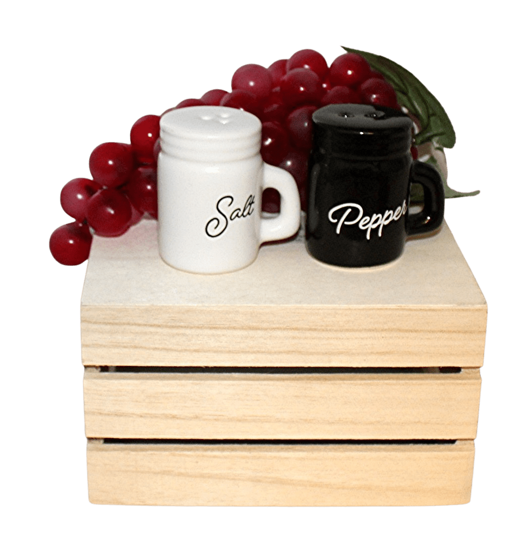 Black and White Mason Jar Salt and Pepper Shaker Set, 2 Ounce Capacity ...