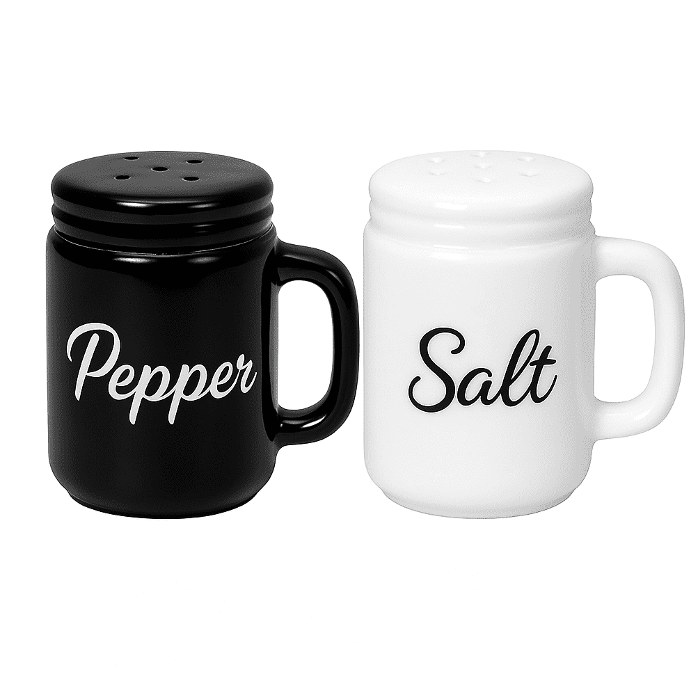 Black and White Mason Jar Salt and Pepper Shaker Set, 2 Ounce Capacity ...